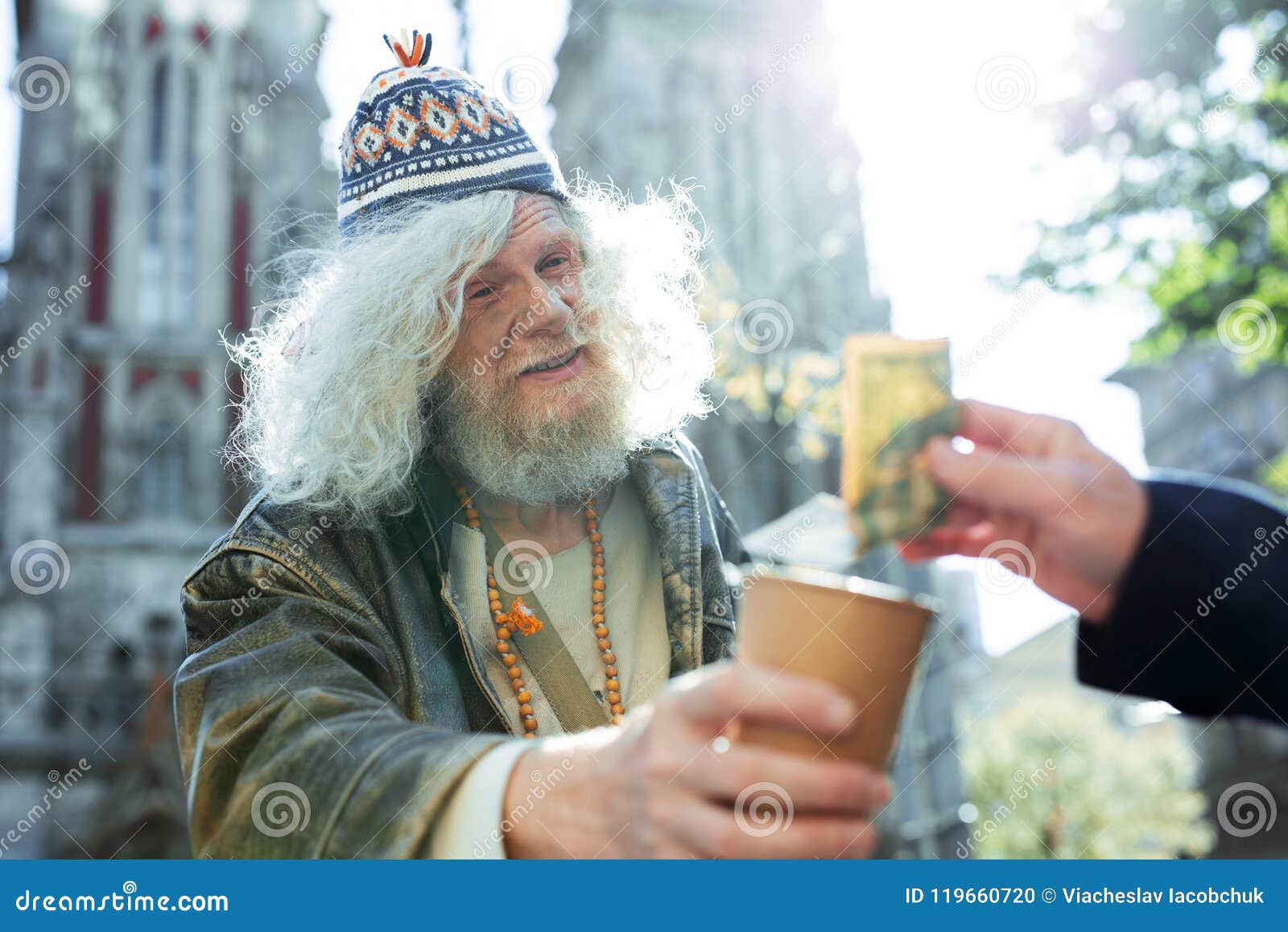 Poor Man Suffering from Hunger Feeling Relieved Stock Photo - Image of ...