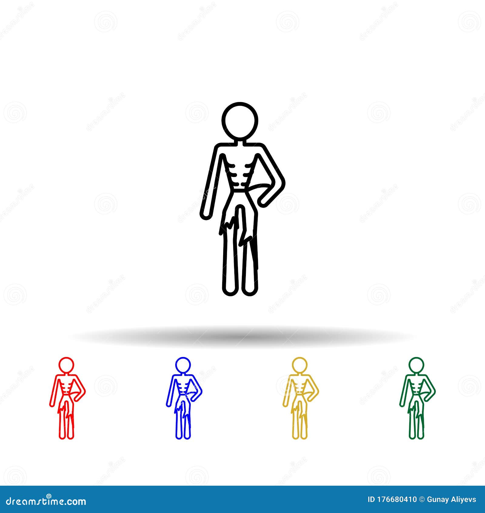 Poor Man Weak Multi Color Icon. Simple Thin Line, Outline Vector of ...
