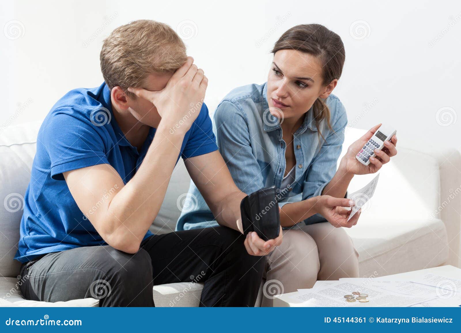 Poor Marriage with Financial Problems Stock Image - Image of couch ...