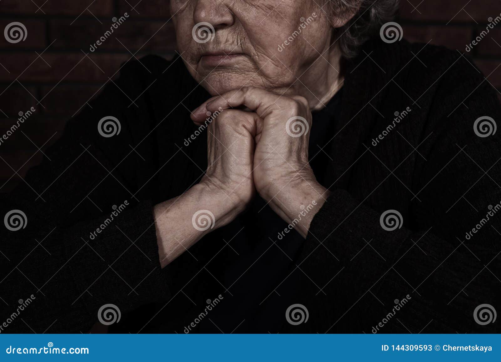 Poor Mature Woman on Dark Background Stock Image - Image of pension ...