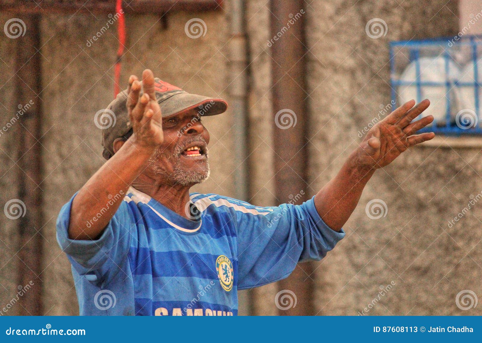Poor Old Man Dancing with Joy Editorial Stock Photo - Image of homeless ...
