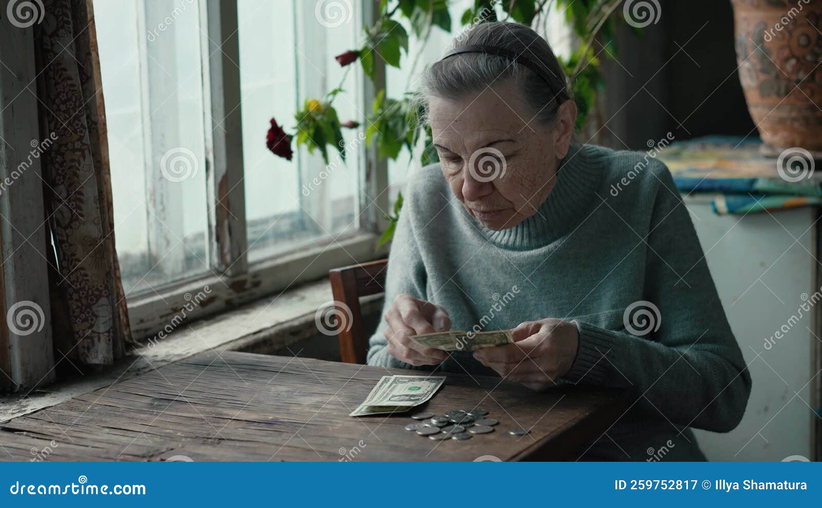 Poor Old Woman Counting Money Stock Video - Video of budget, hungry ...