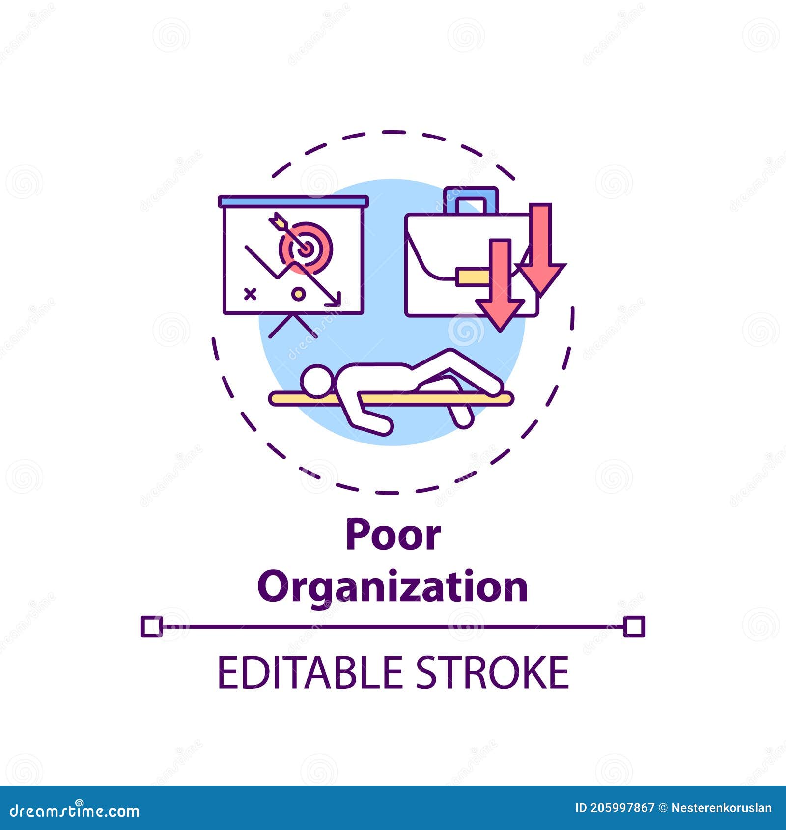 Poor Organization Concept Icon Stock Vector - Illustration of circle ...