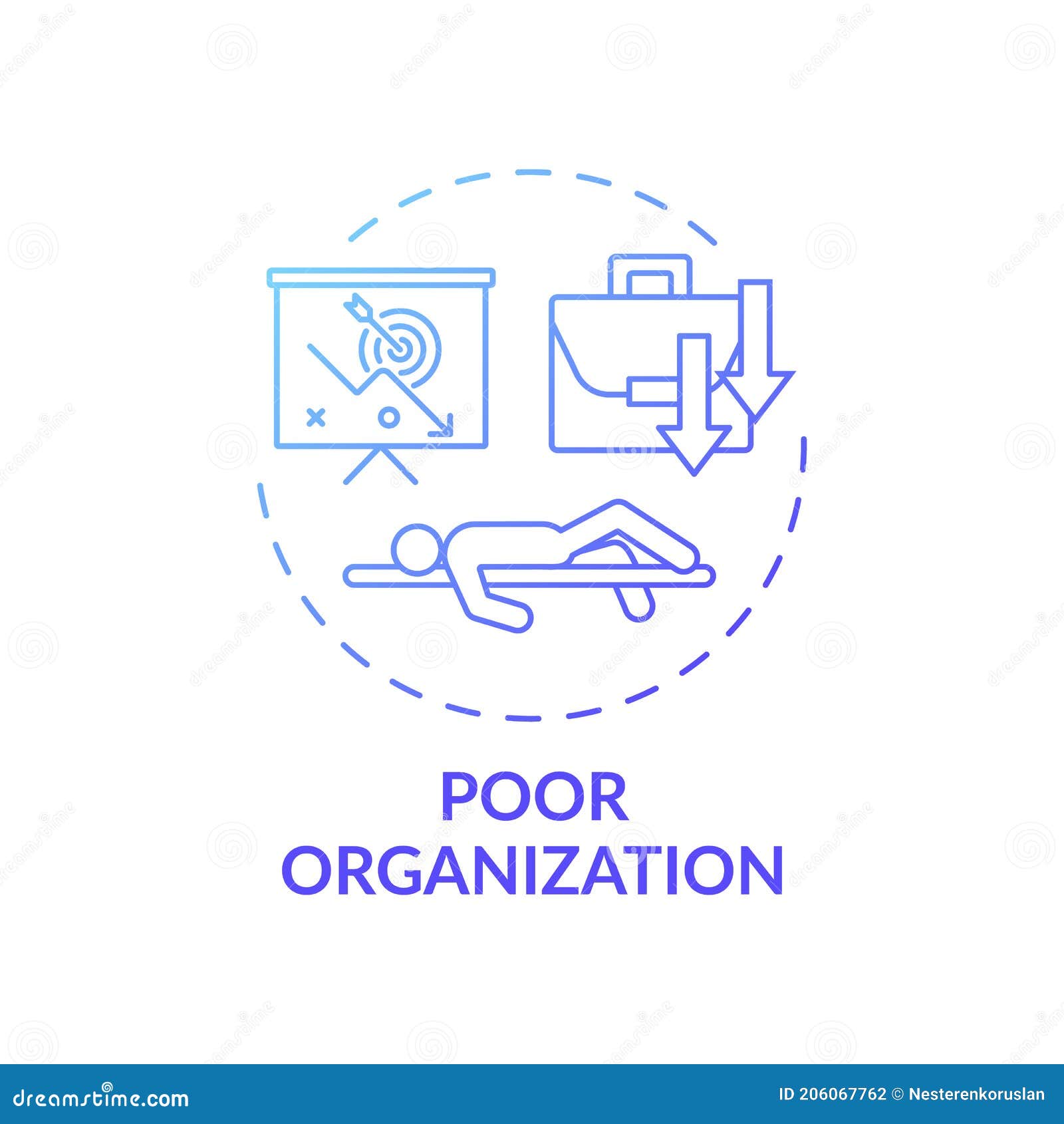 Poor Organization Concept Icon Stock Vector - Illustration of contour ...