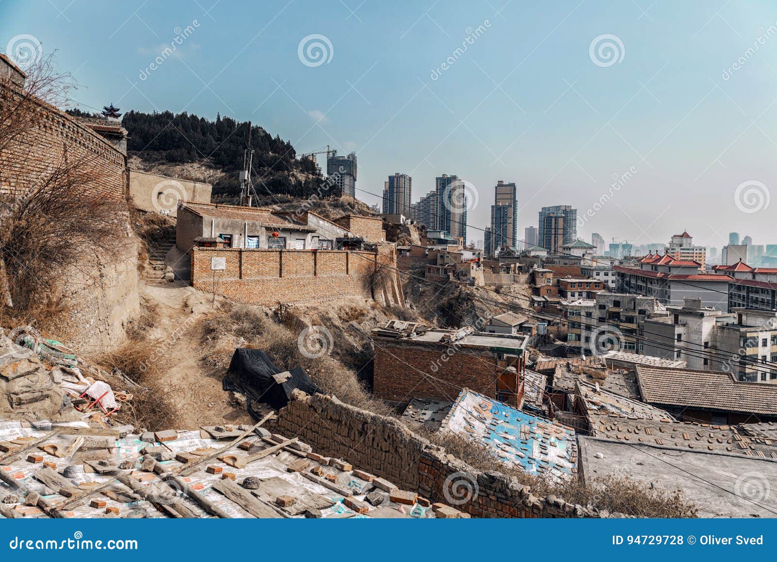 Poor part of chinese city editorial stock photo. Image of brick - 94729728