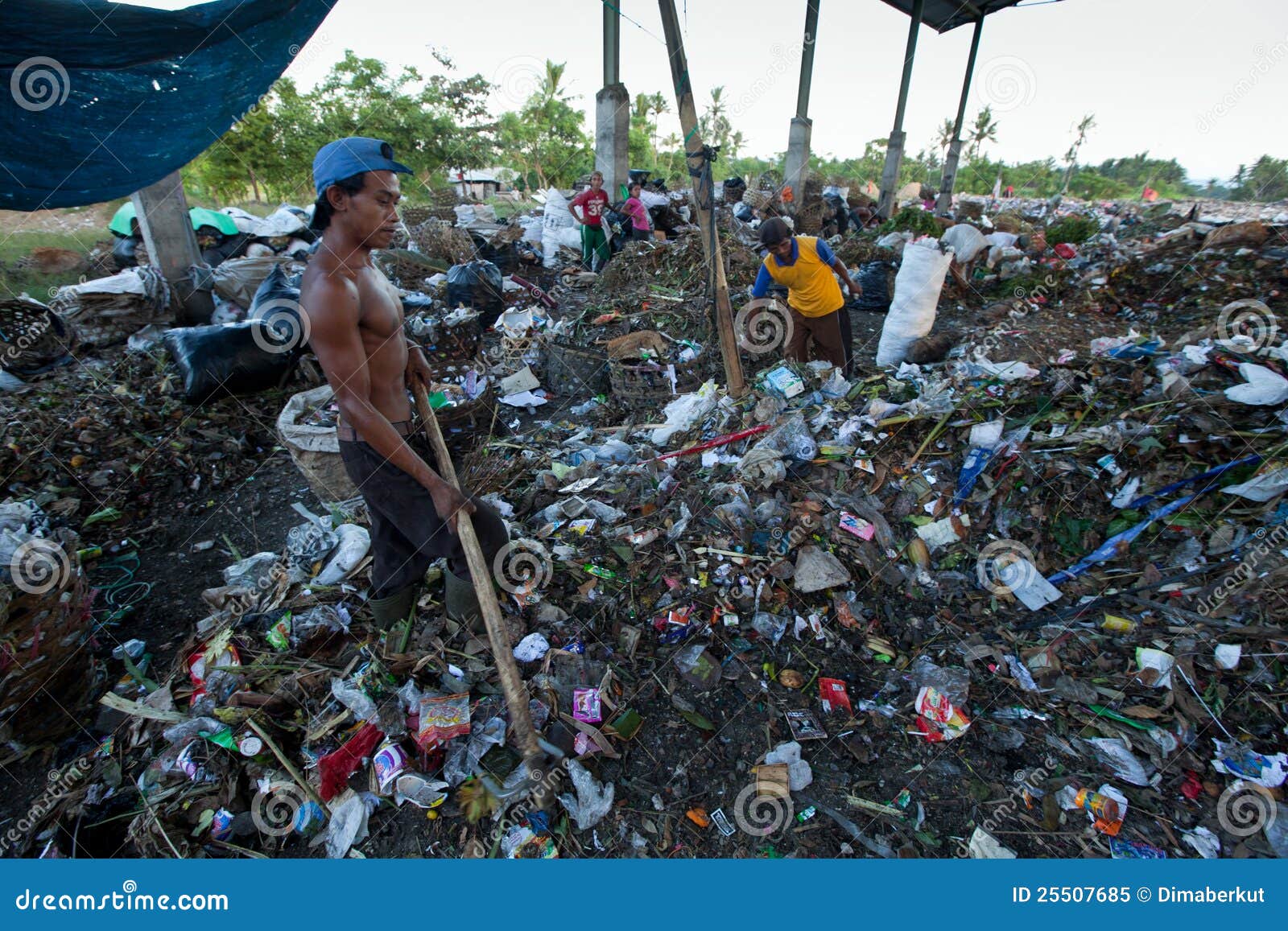 Poor People Working in a Scavenging at the Dump Editorial Image - Image ...