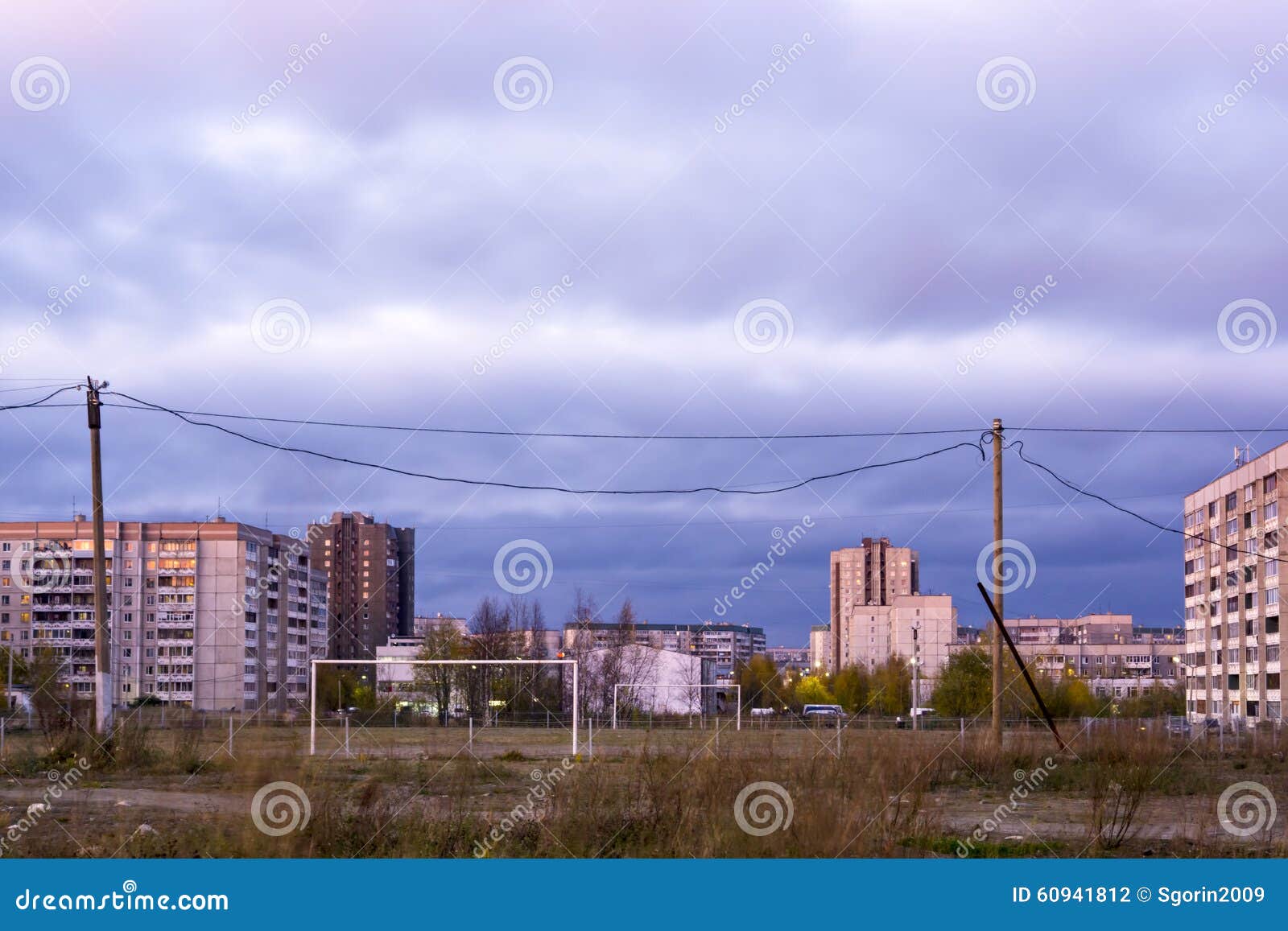 Poor Playground in Autumn Cityscape Stock Photo - Image of industry ...