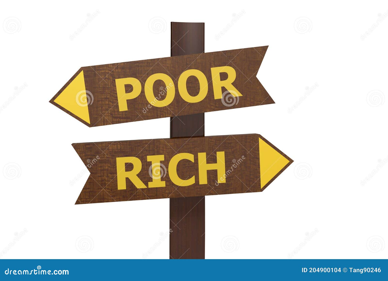 Poor and Rich Wooden Sign Post Isolated Stock Illustration ...