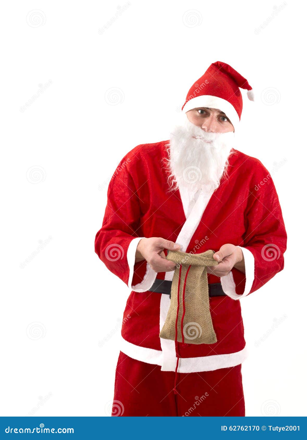 Poor Santa Claus with Empty Bag in Studio Stock Photo - Image of poor ...