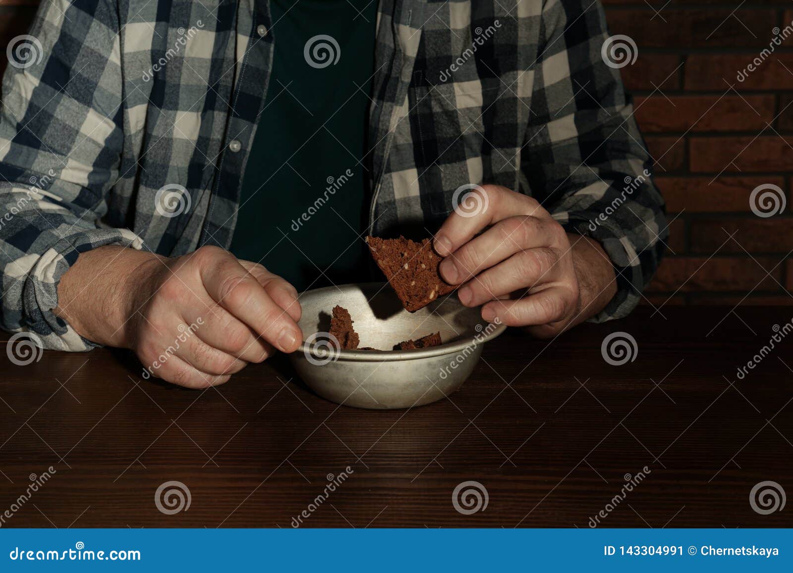 Poor Senior Man Eating Bread at Table Stock Image - Image of background ...