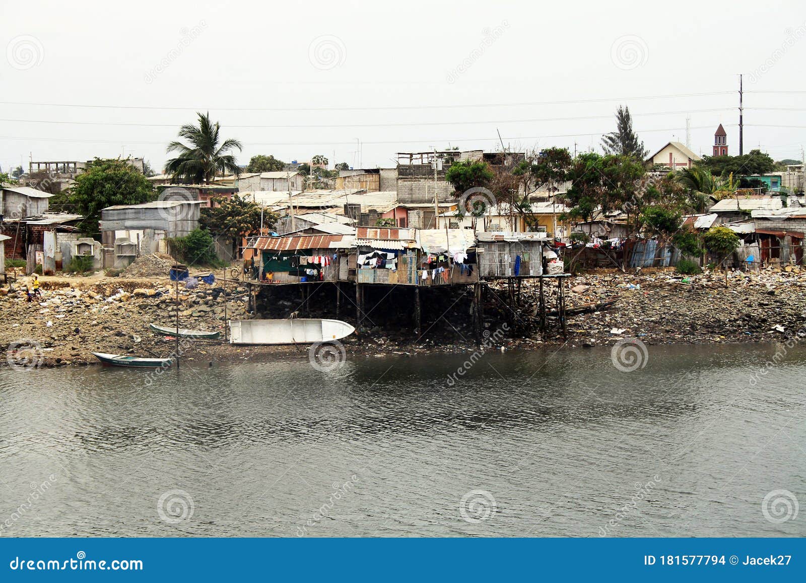 Poor slum area in Panama. stock photo. Image of color - 181577794