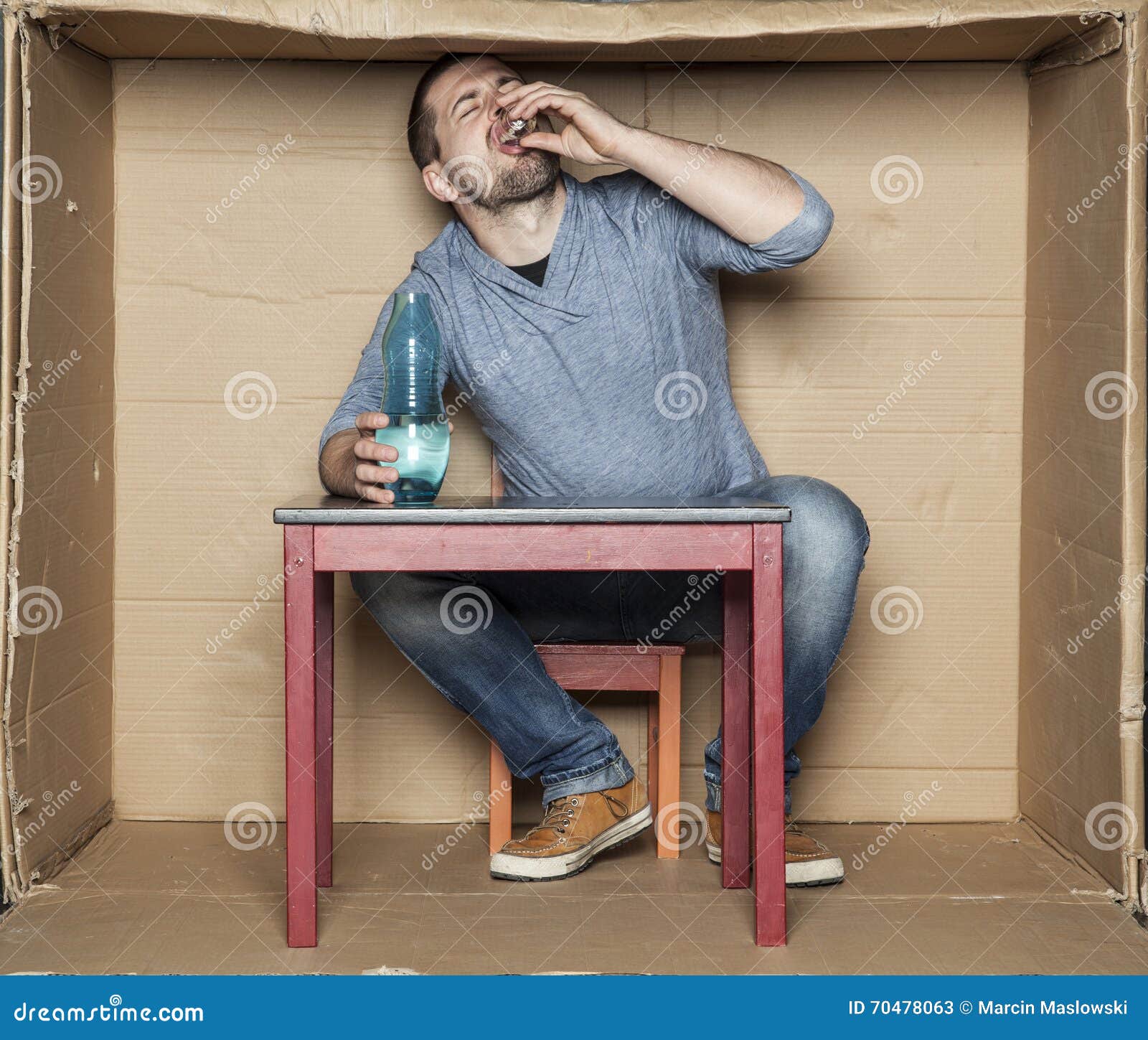 Poor Student Drinks Alcohol only Stock Image - Image of cramped, drinks ...