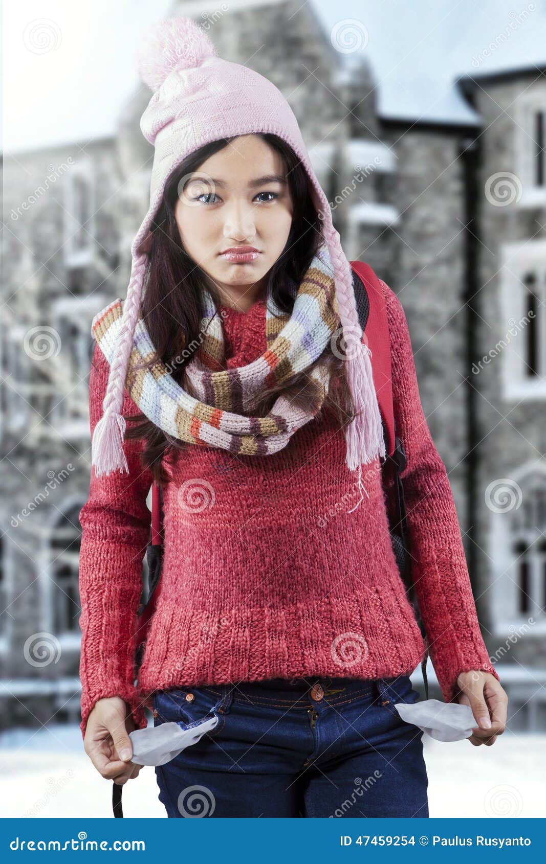 Poor Student with Empty Pockets at School Stock Photo - Image of ...