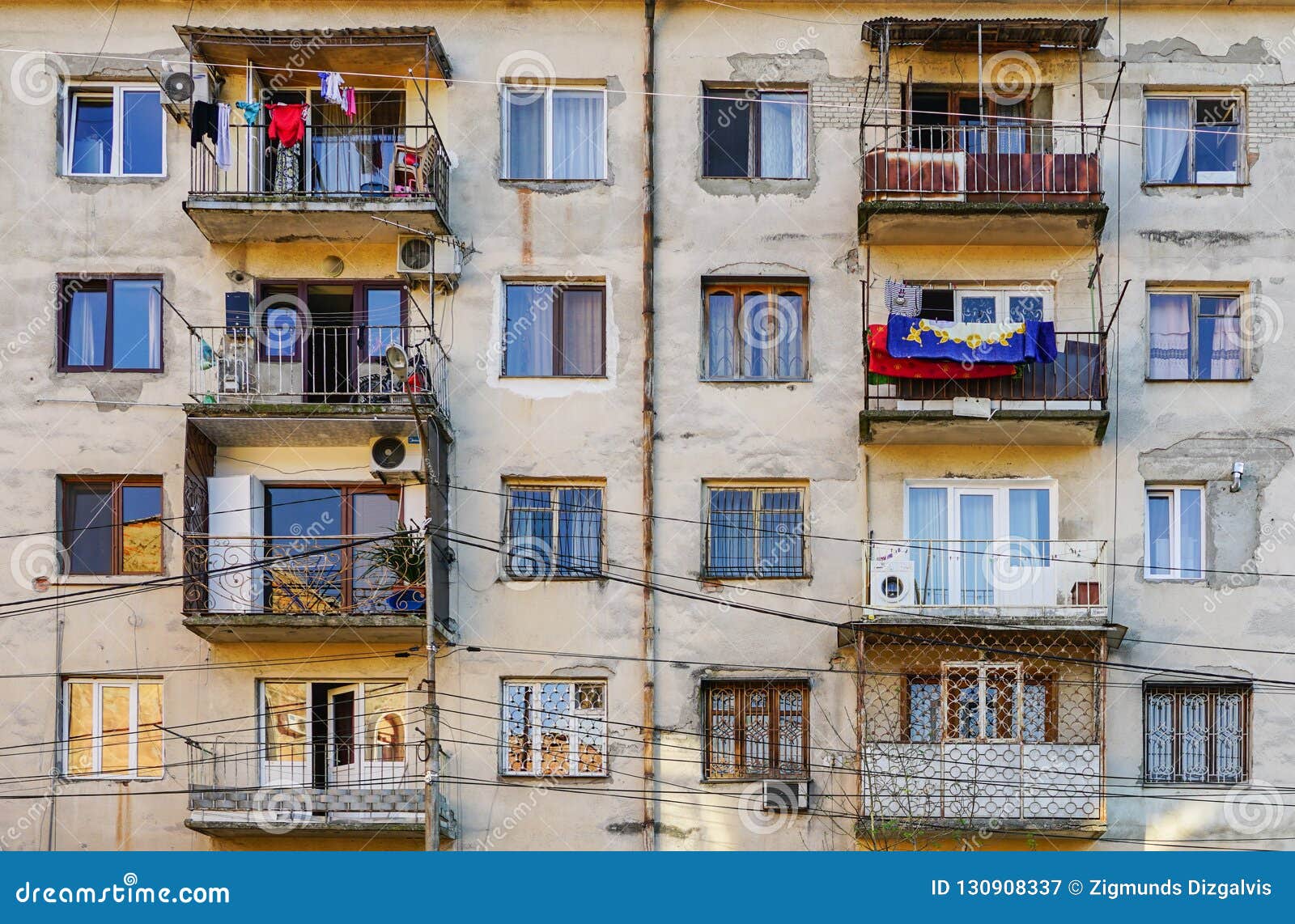Poor Suburban Block of Flats, Construction, Balcony Stock Image - Image ...