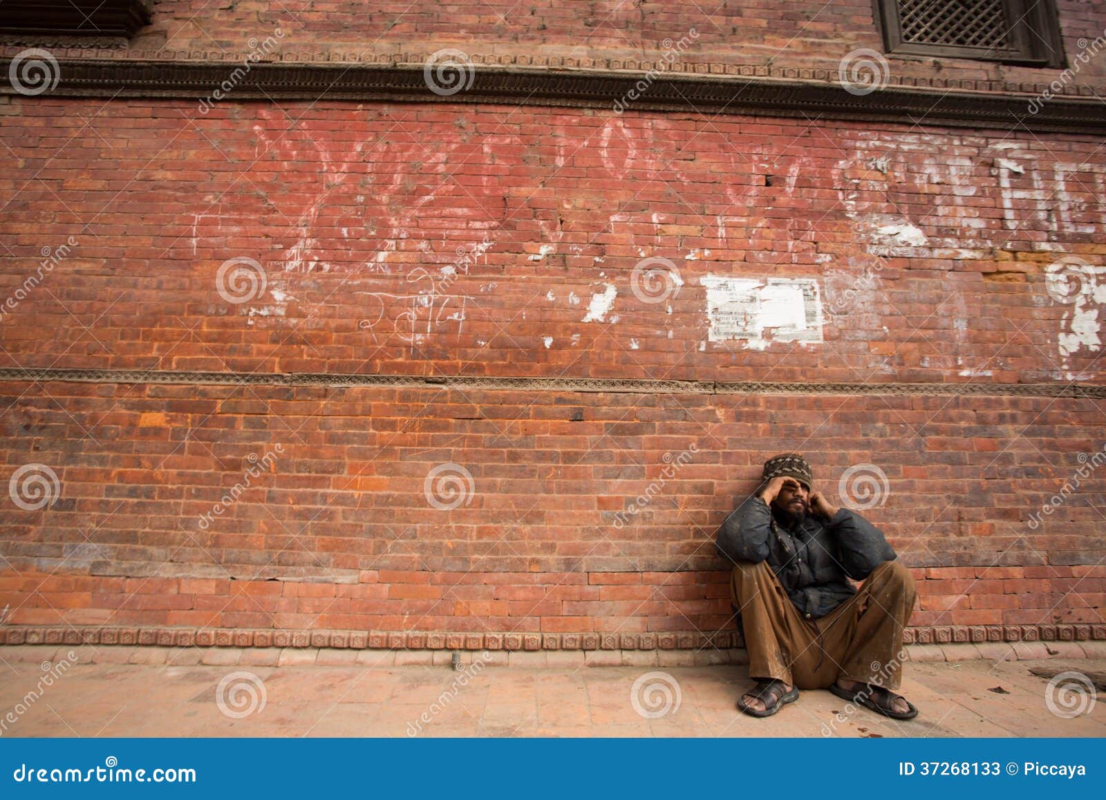 Poor and Tired Man Resting, Kathmandu Editorial Stock Photo - Image of ...