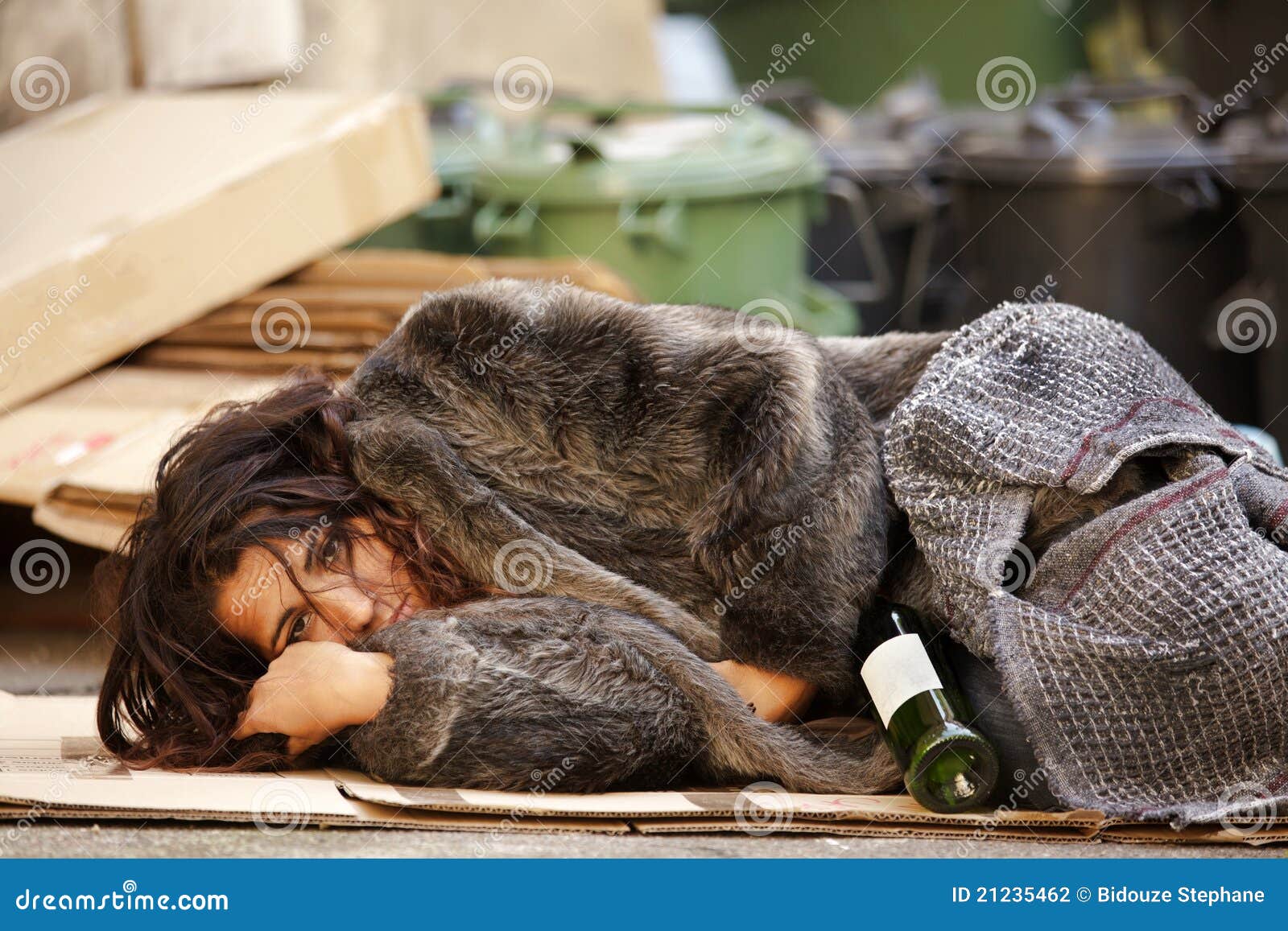 Poor tramp woman stock photo. Image of bottle, depressive - 21235462