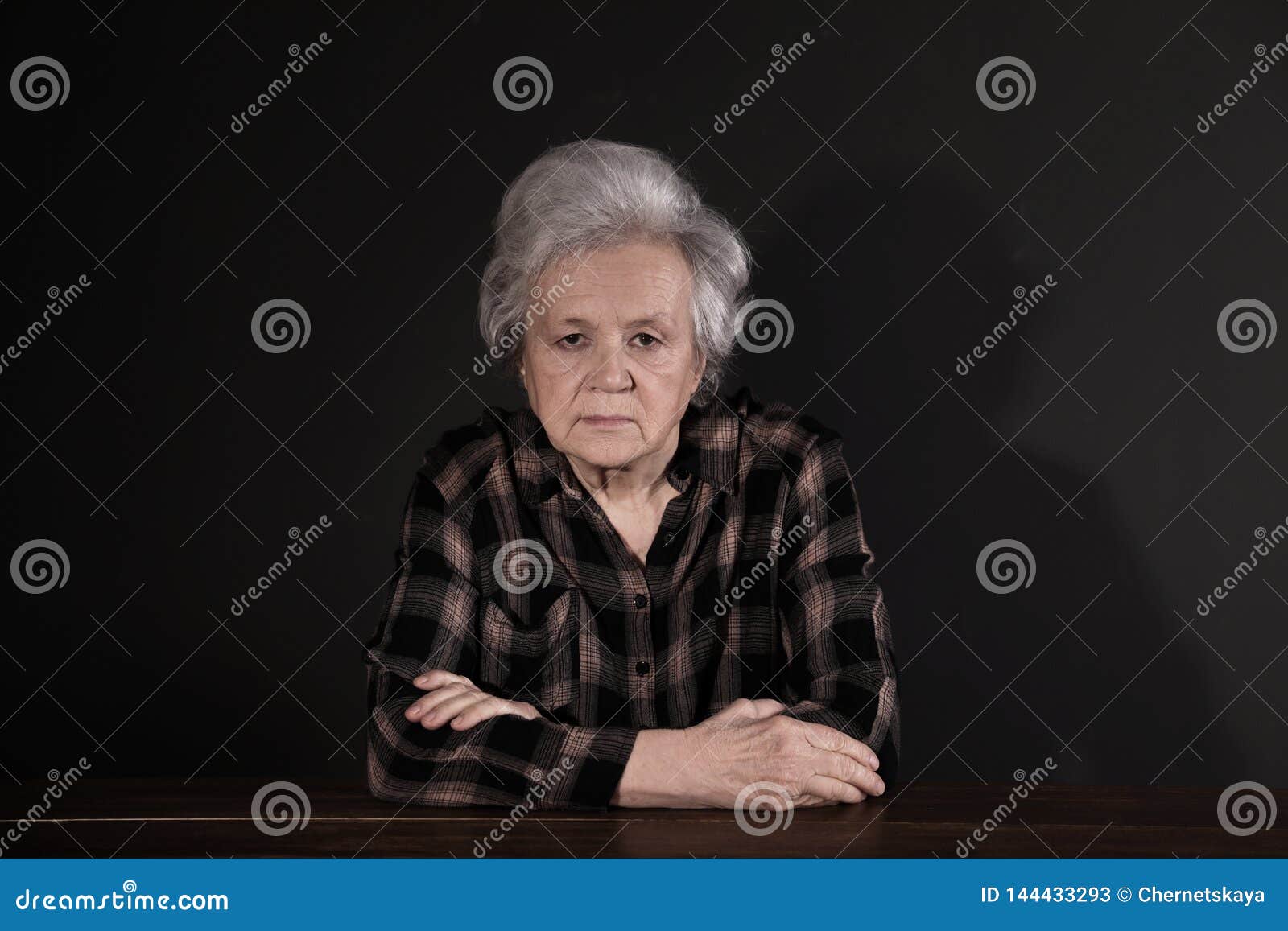 Poor Upset Woman Sitting at Table on Dark Stock Image - Image of hunger ...