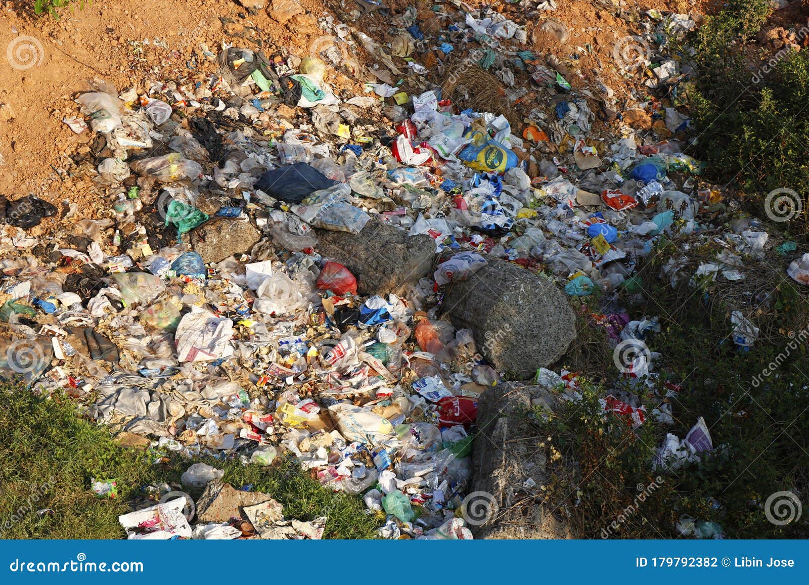 Poor Urban Slum Showing Pollution Problem. Plastic Trash Environmental ...