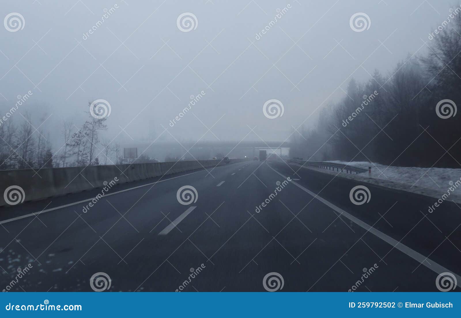 Poor Visibility on the Road Due To Fog Stock Photo - Image of autumn ...