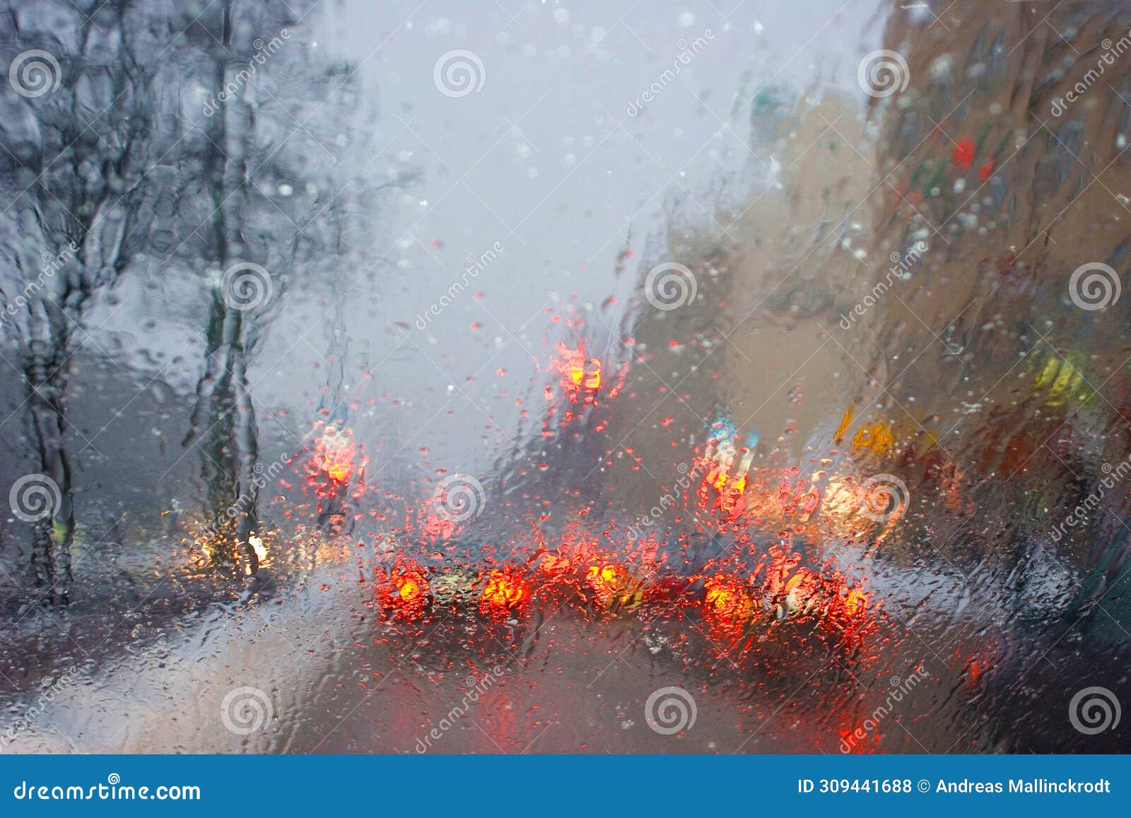 Poor Visibility through the Windshield in Rain and Snow, Munich Stock ...