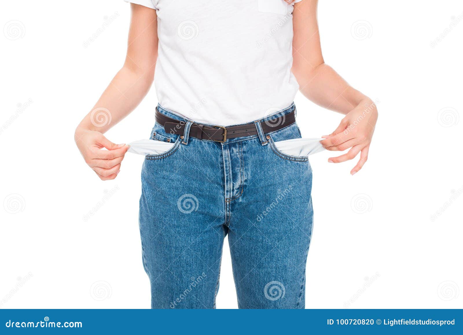 Poor Woman with Empty Pockets Stock Photo - Image of woman, poor: 100720820