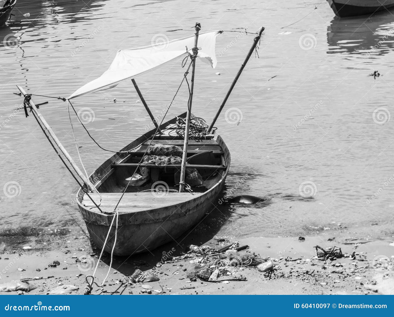 A Poor Wooden Boat on the Beach Stock Image - Image of poor, wooden ...