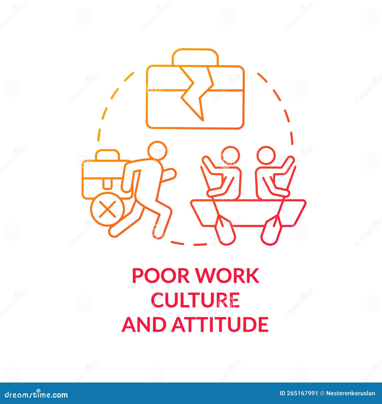 Poor Work Culture and Attitude Red Gradient Concept Icon Stock Vector ...