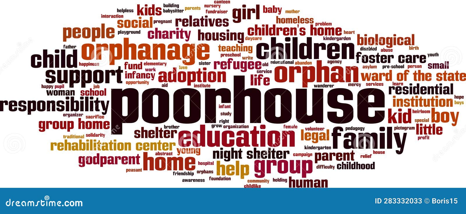 Poorhouse word cloud stock vector. Illustration of adoption - 283332033