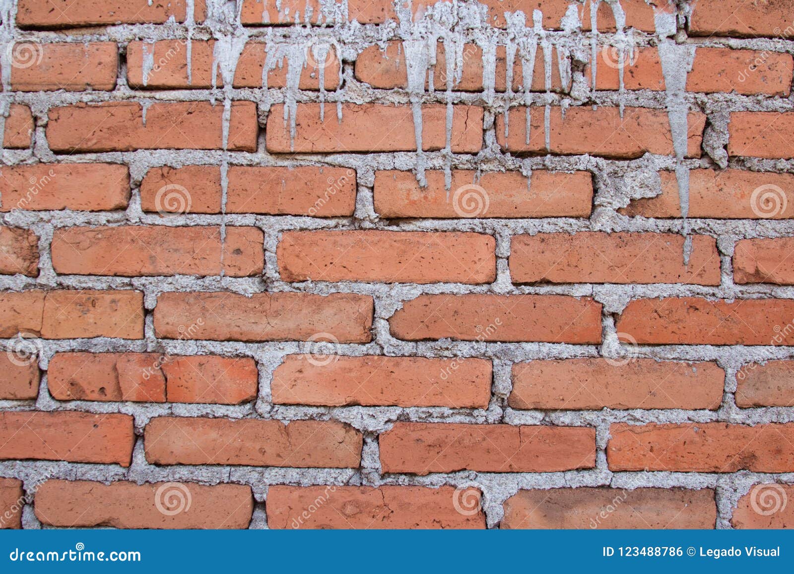 Rough Brick Texture with Dripped Concrete Stock Photo - Image of ...