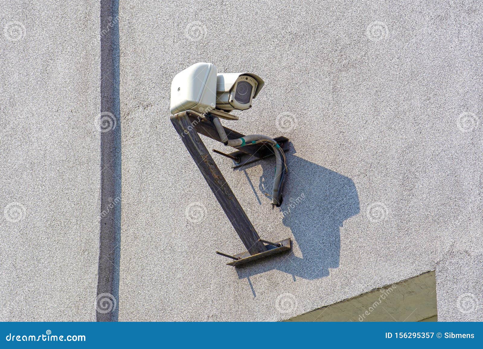 Poorly Installed Outdoor Surveillance Camera Mounted on the Wall of the ...