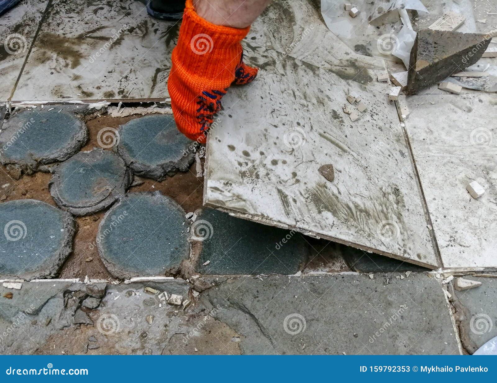 Poorly Laid Tile. Consequences of Work of Unscrupulous Builders Stock ...