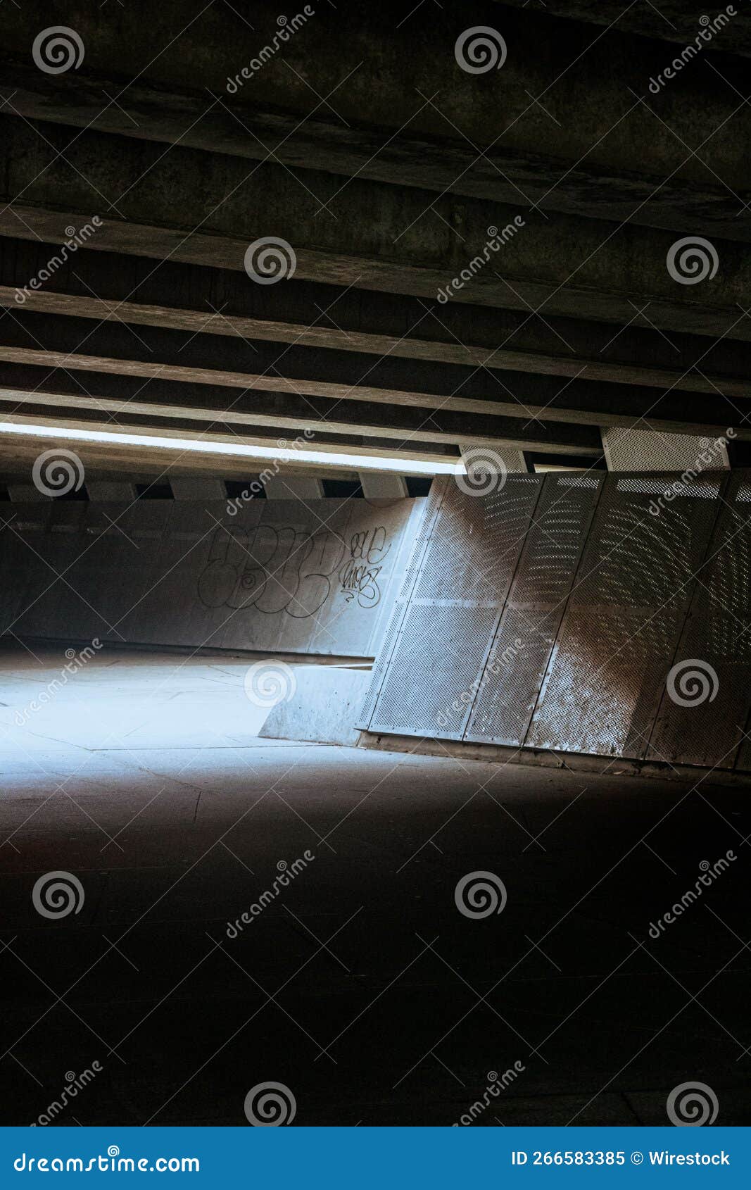 Poorly Lit Underground Tunnel Stock Image - Image of subway, underpass ...