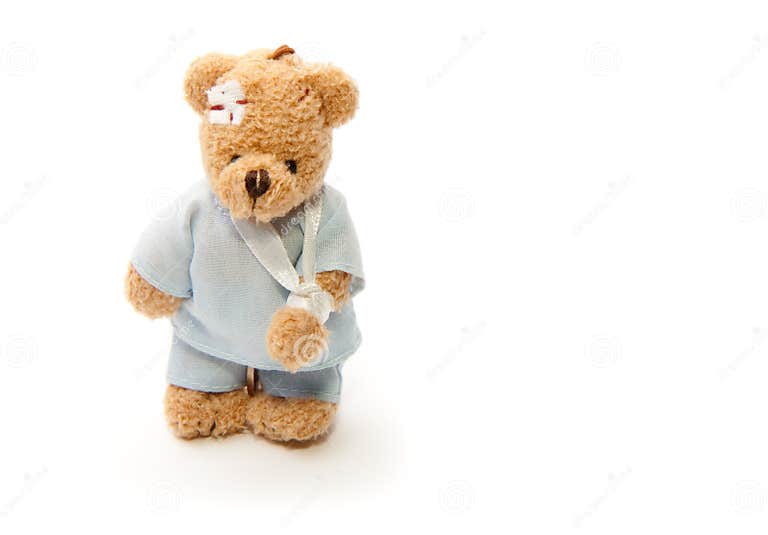 Poorly teddy bear stock photo. Image of background, plaster - 11254204