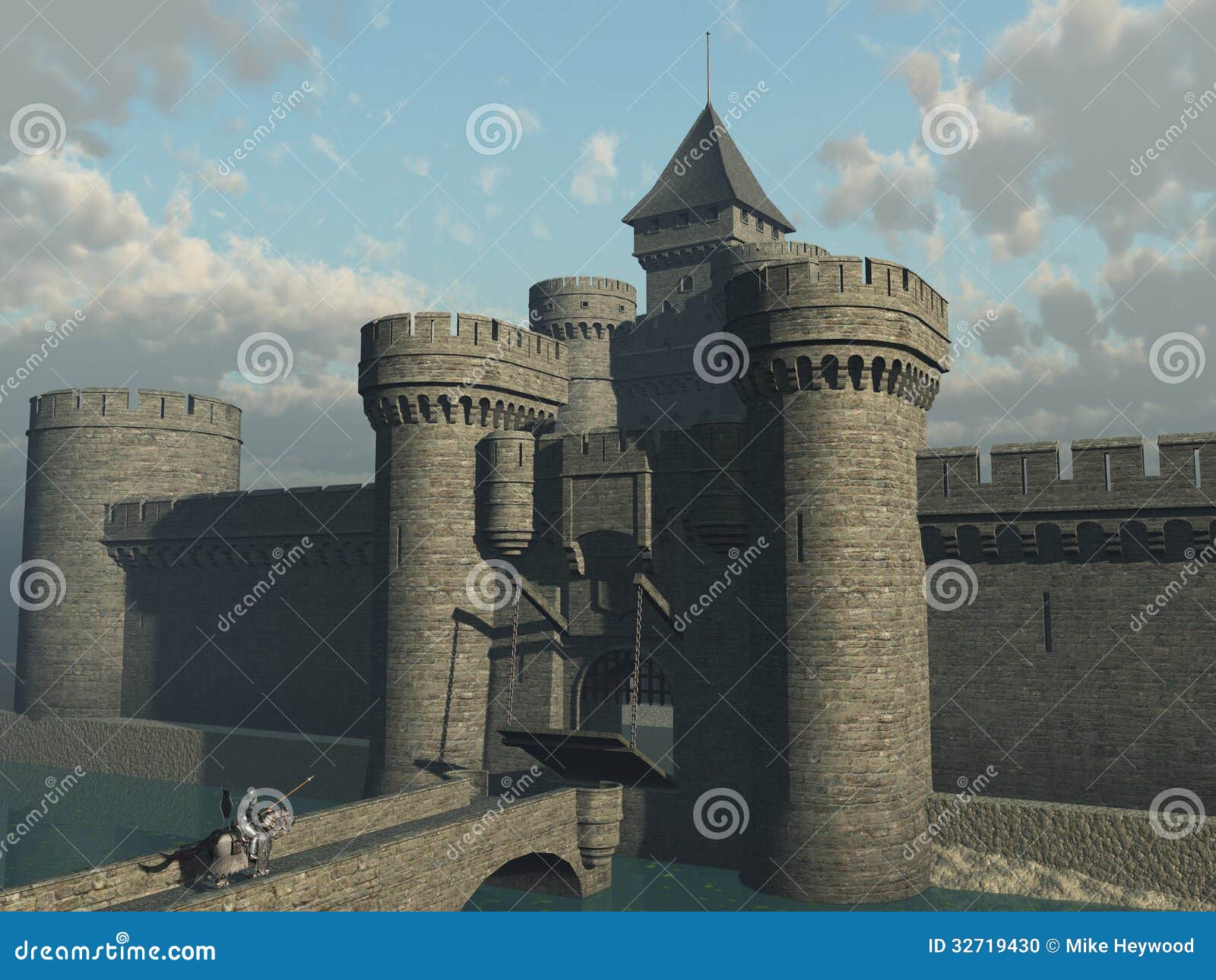 Poort Van Het Ridder De Naderbij Komende Kasteel Stock Illustratie ...