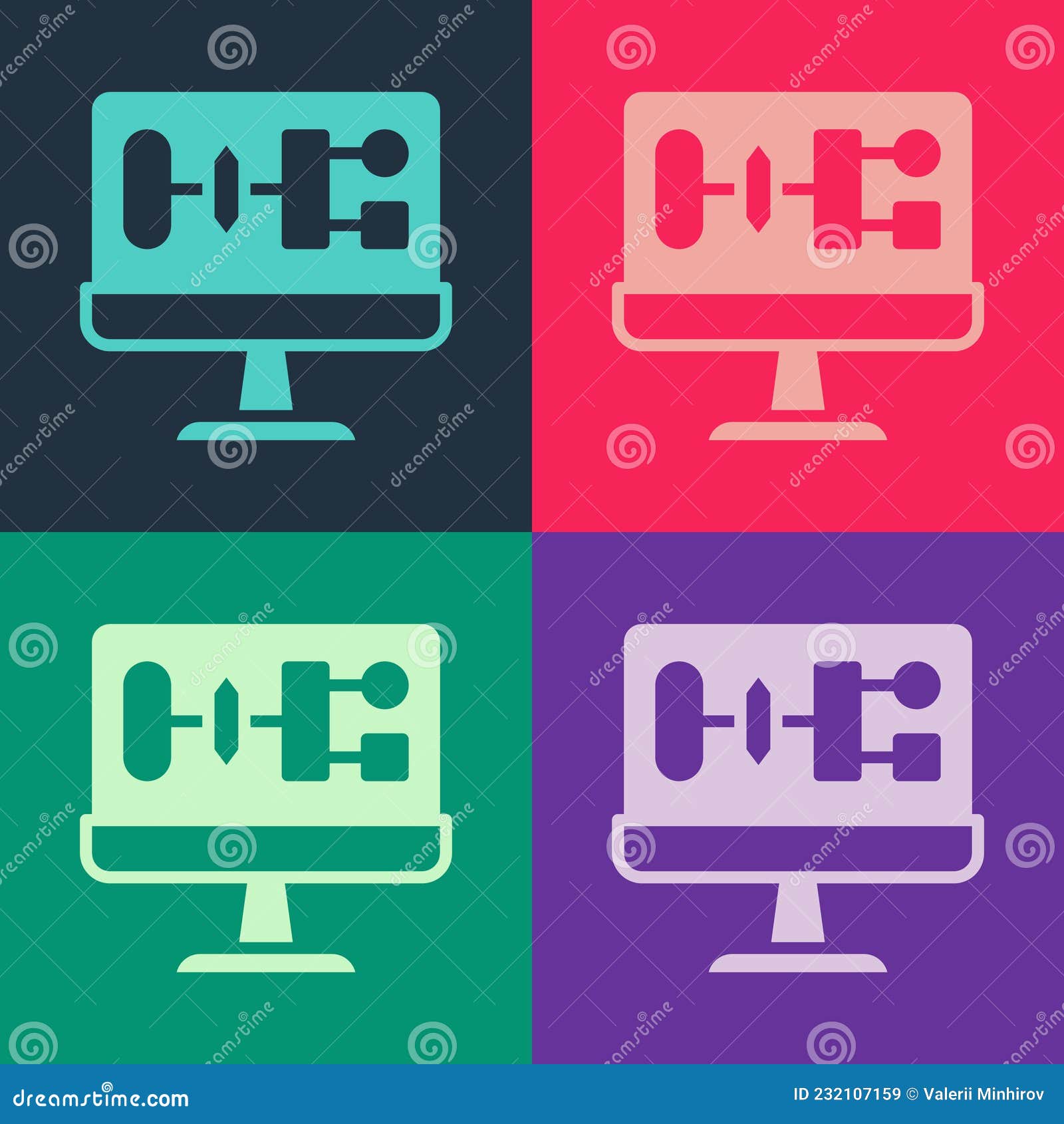 Pop Art Algorithm Icon Isolated On Color Background Algorithm Symbol Design From Artificial