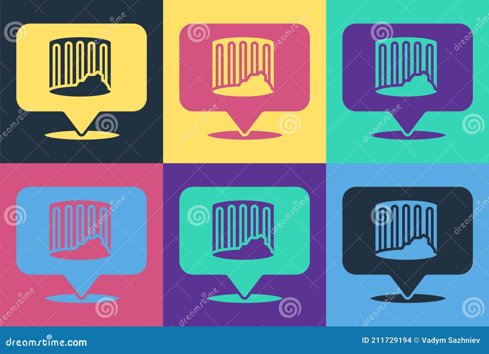Pop Art Ancient Column Icon Isolated on Color Background. Vector Stock ...