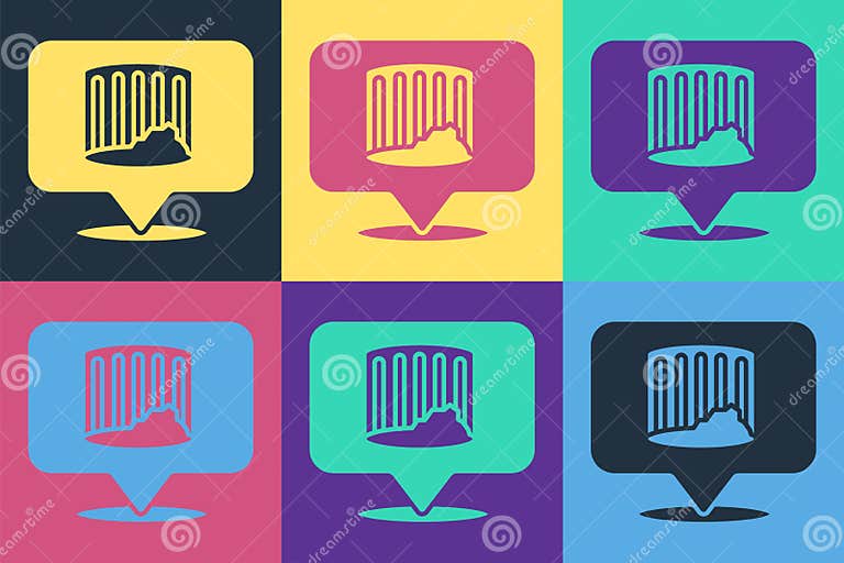 Pop Art Ancient Column Icon Isolated on Color Background. Vector Stock ...