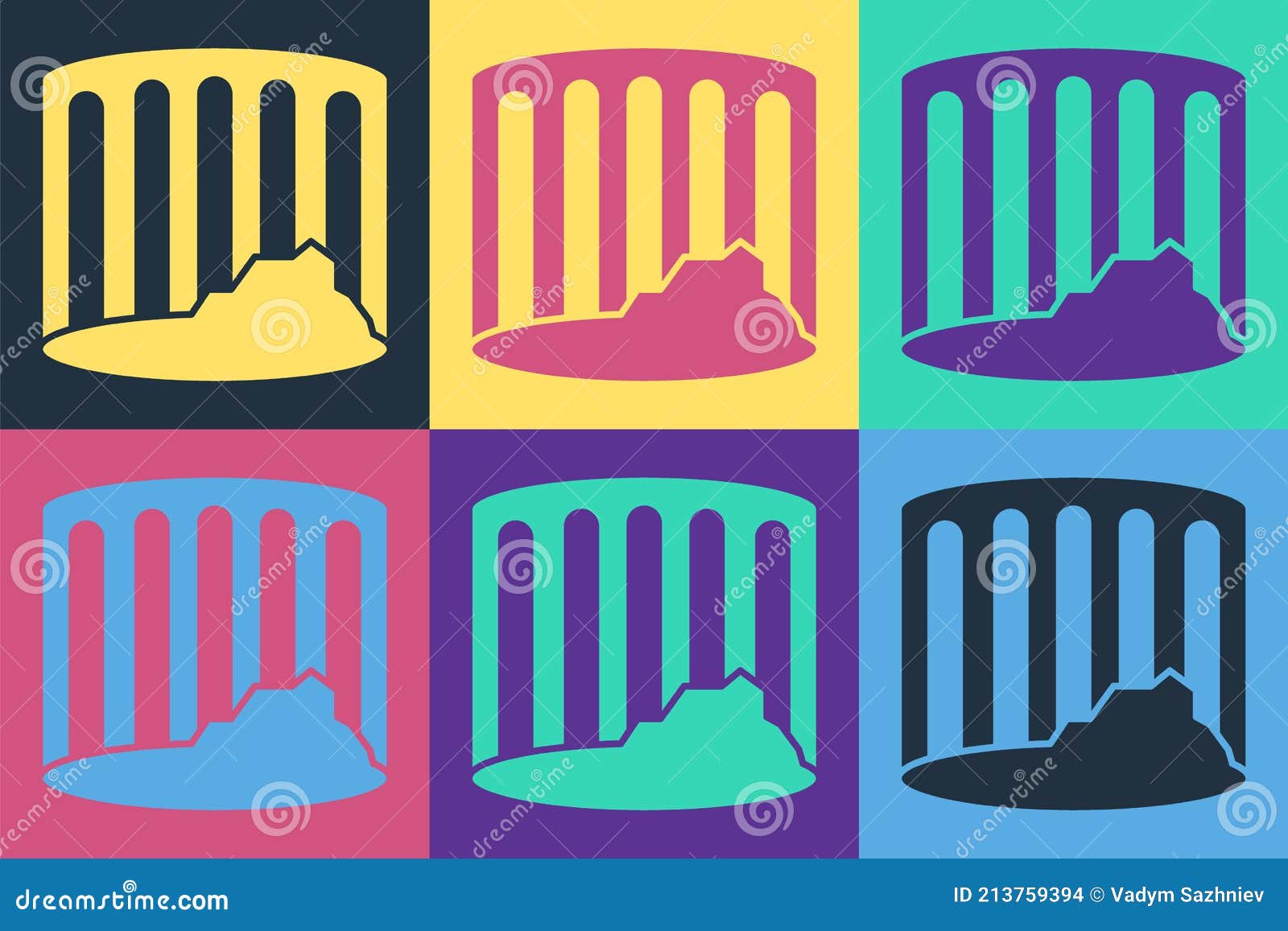 Pop Art Ancient Column Icon Isolated on Color Background. Vector Stock ...