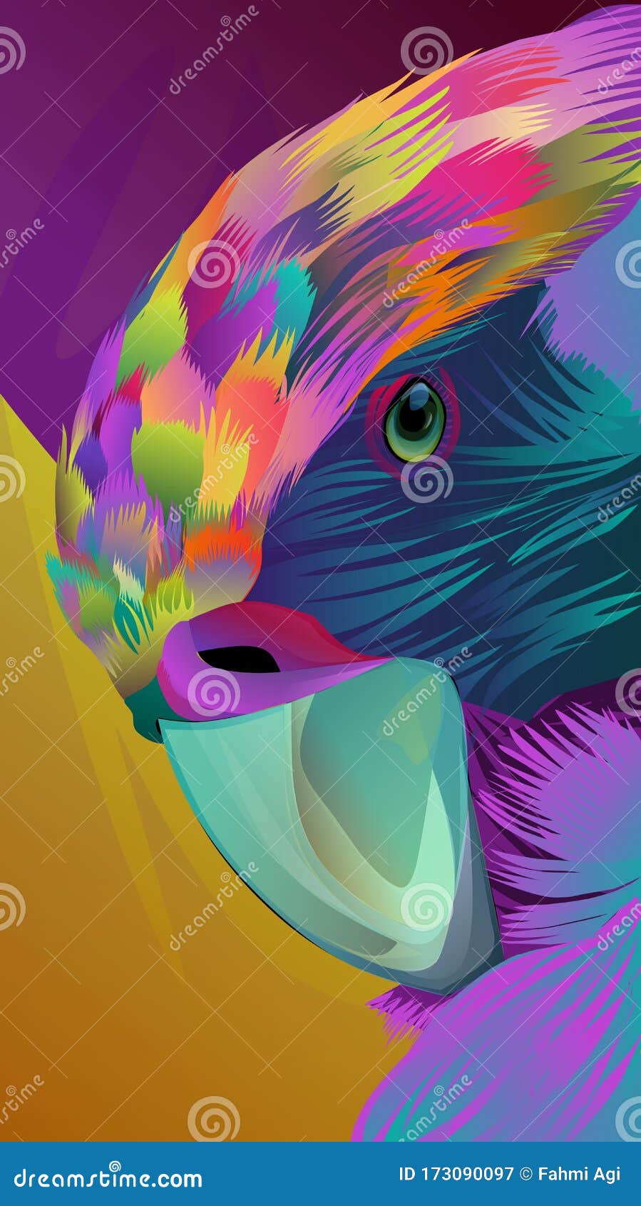 Pop Art Animals Bird Full Color Stock Illustration - Illustration of ...