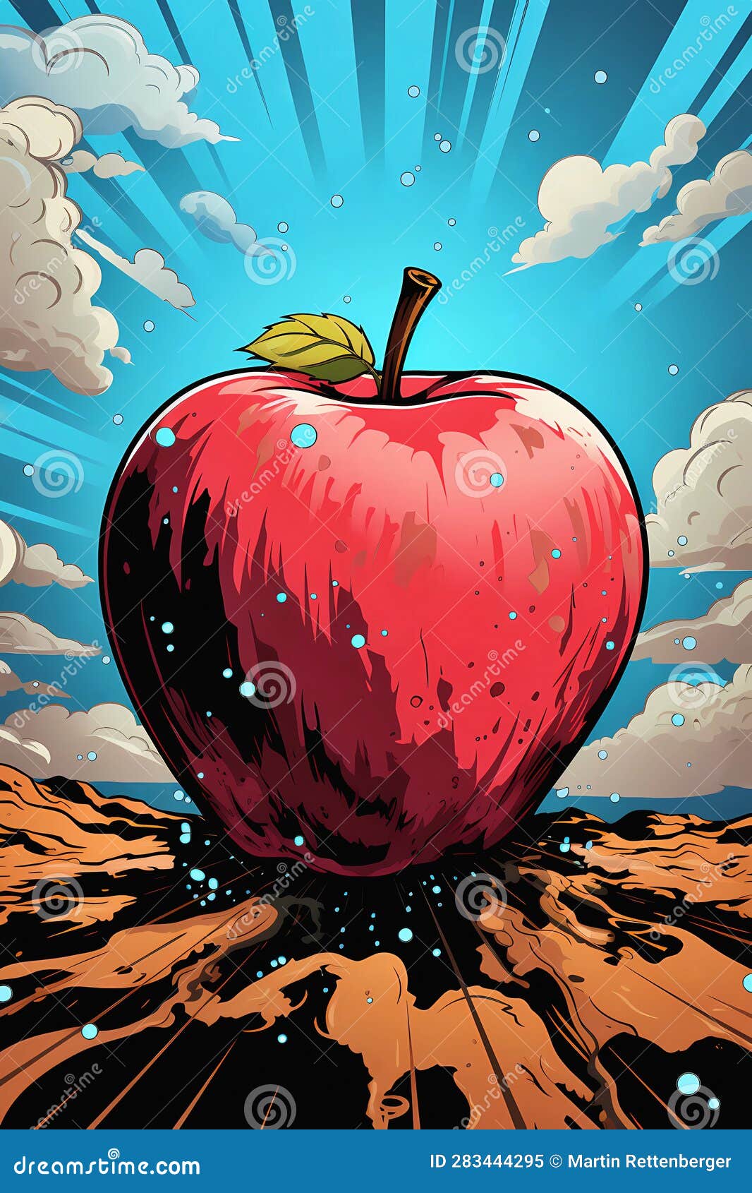 Pop art of an apple stock illustration. Illustration of apple - 283444295