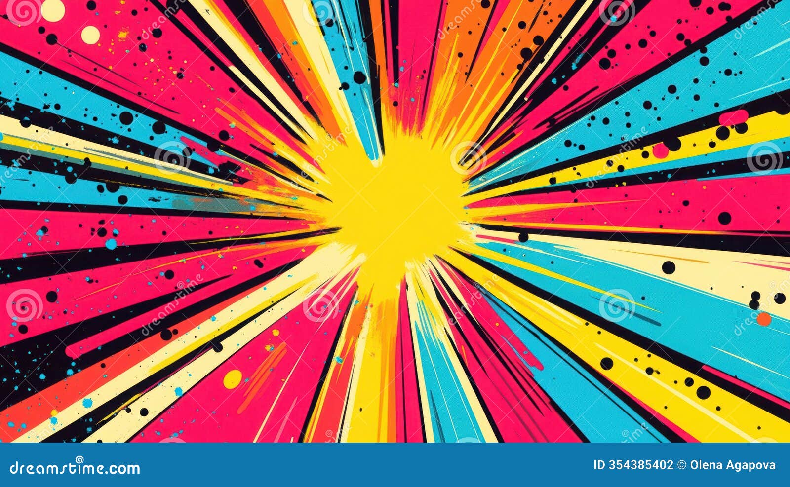 Pop Art Background in Bright Color, with Explosion and Rays. AI ...