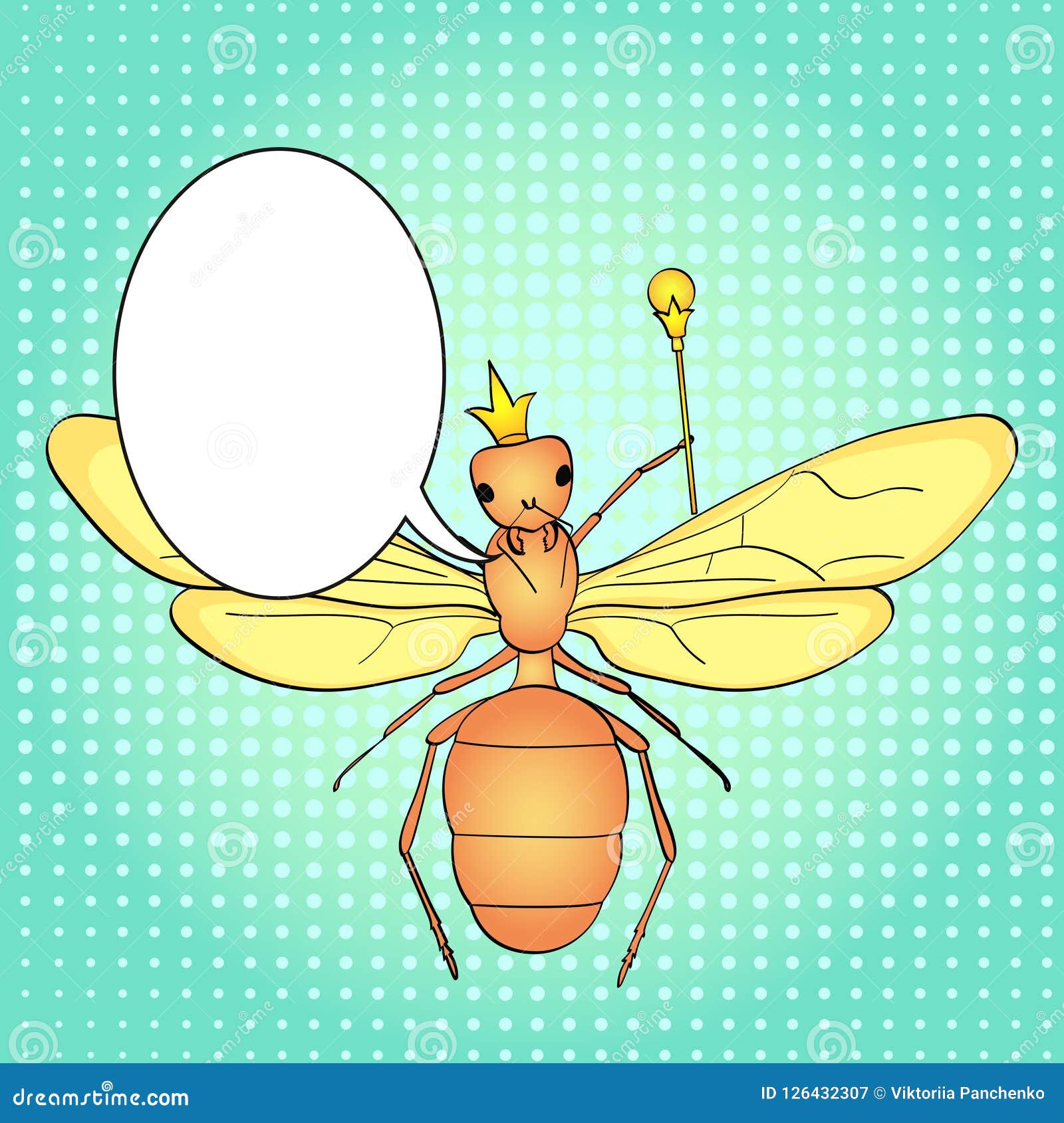 Pop Art Background, Green. the Insect, the Head of the Ants, the Queen ...