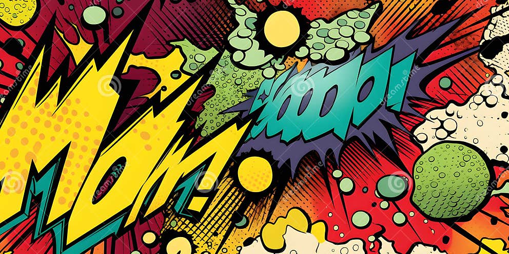 Pop Art Bold Colors Comic Book Style Typography Hyper-rea Generative AI ...