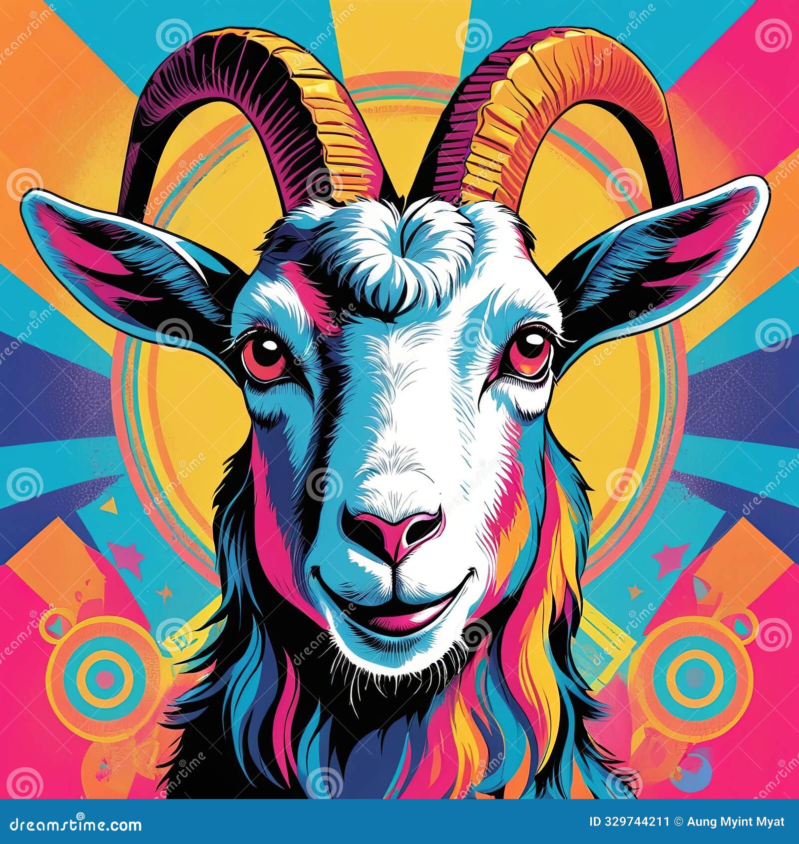 Pop Art Boldness, a Goat S Face Stock Illustration - Illustration of ...