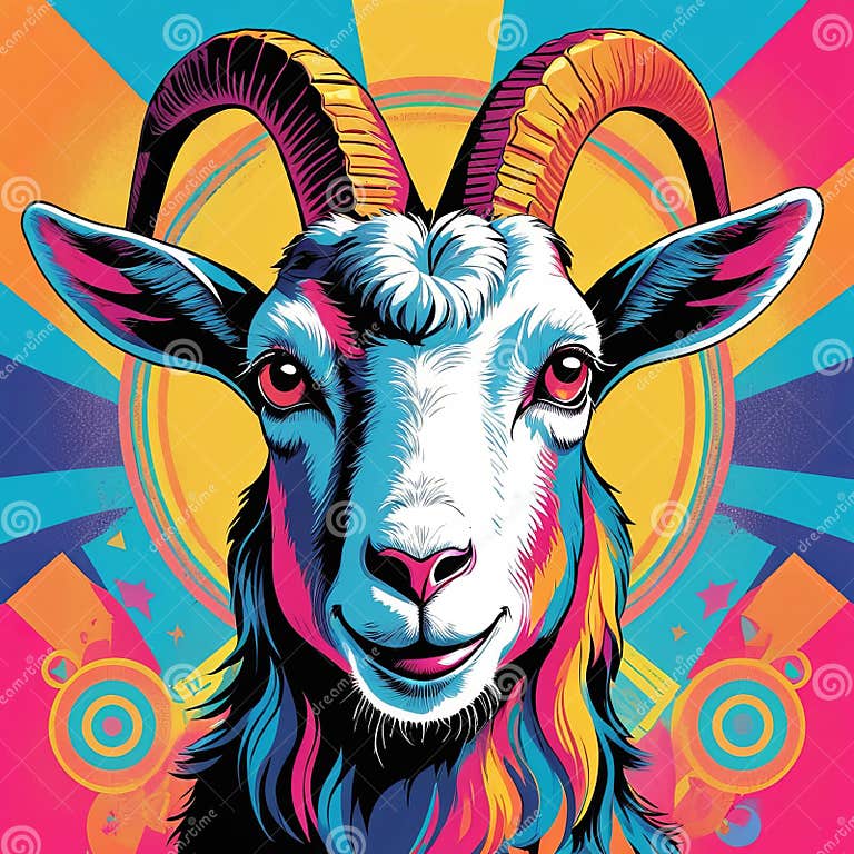 Pop Art Boldness, a Goat S Face Stock Illustration - Illustration of ...
