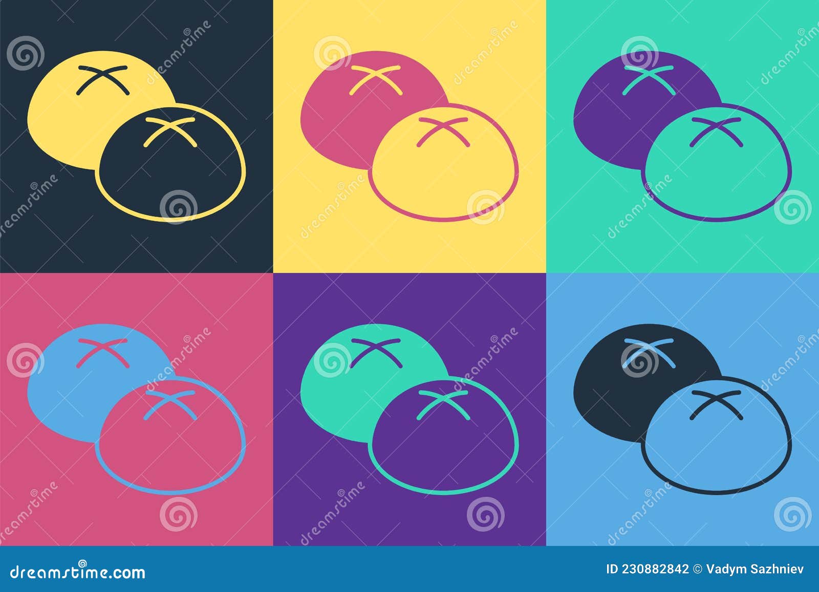 Pop Art Bread Loaf Icon Isolated on Color Background. Vector Stock ...