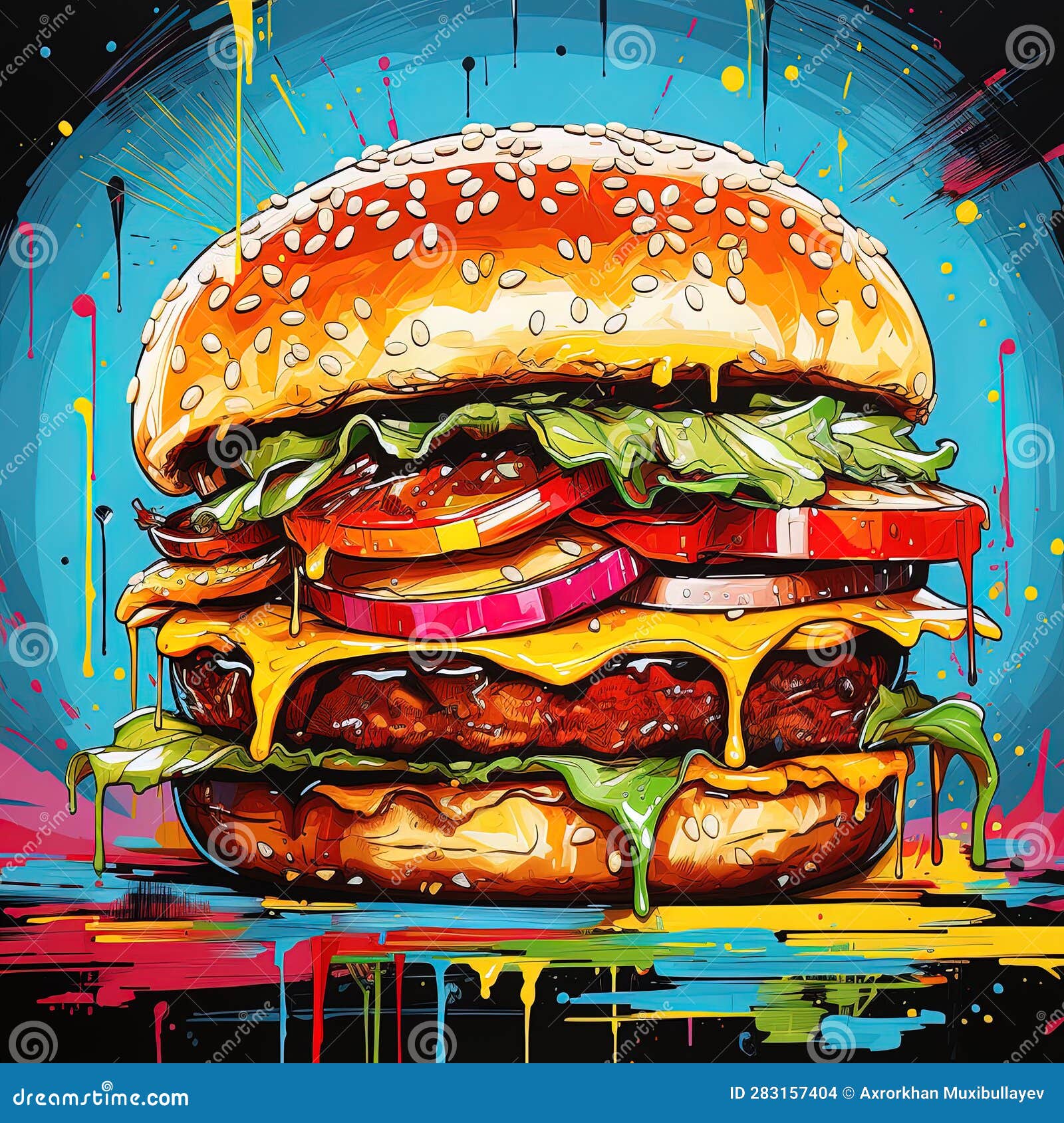Pop Art, Burger Illustration Image, Generated with Ai Stock ...