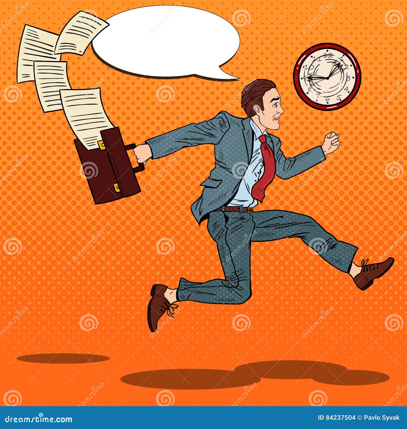 Pop Art Businessman with Briefcase Running To Work Stock Vector ...