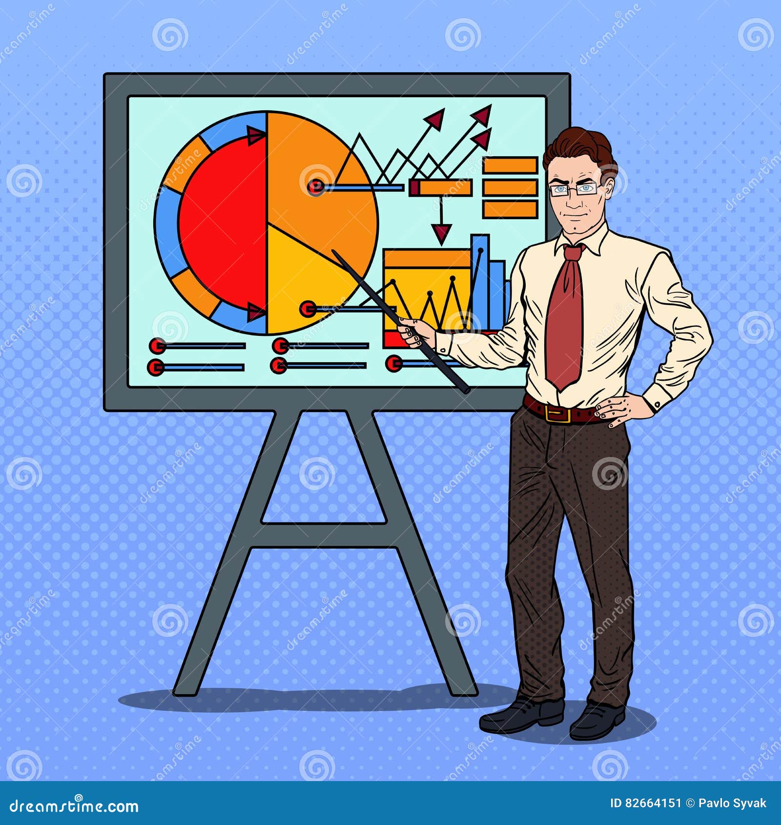 Businessman With Pointer Stick Presentation Chart Royalty-Free ...