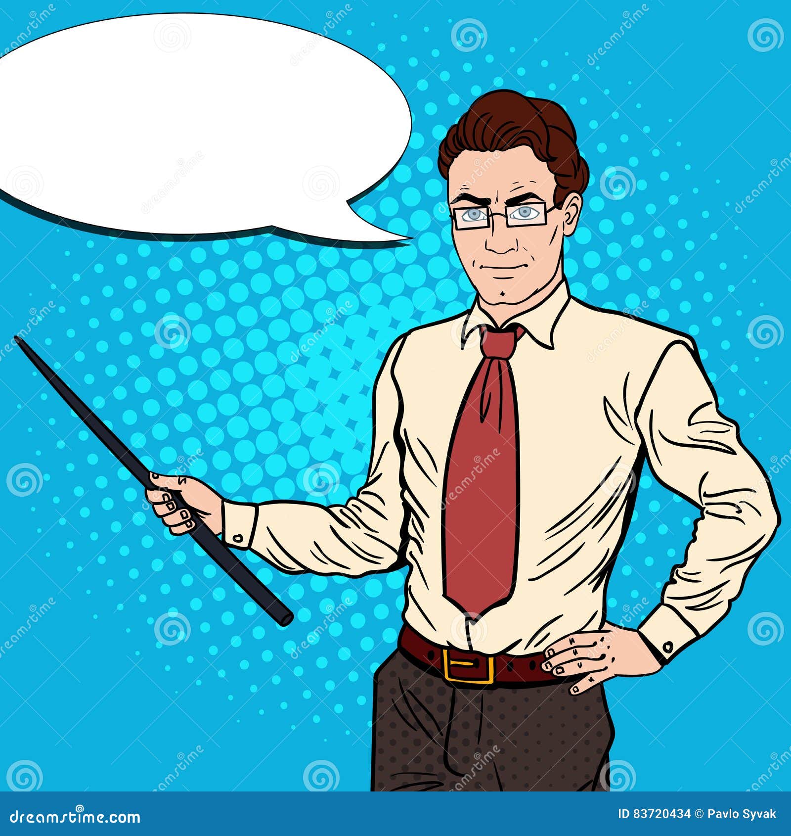Businessman With Pointer Stick Presenting A Growing Chart Cartoon ...